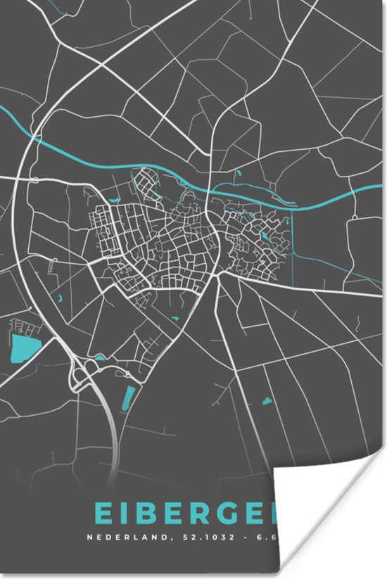 Poster Eibergen - Kaart - Plattegrond - Stadskaart - 60x90 cm | bol.com