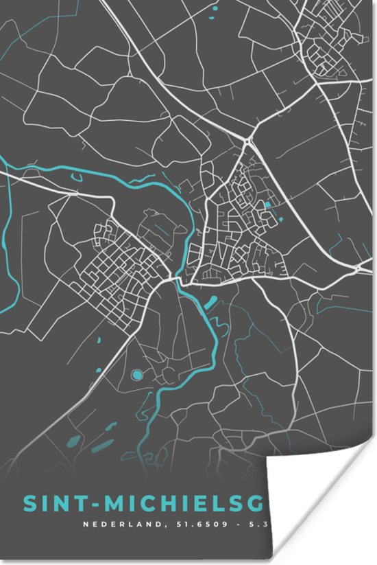 Poster Sint-Michielsgestel - Stadskaart - Kaart - Plattegrond - 80x120 ...