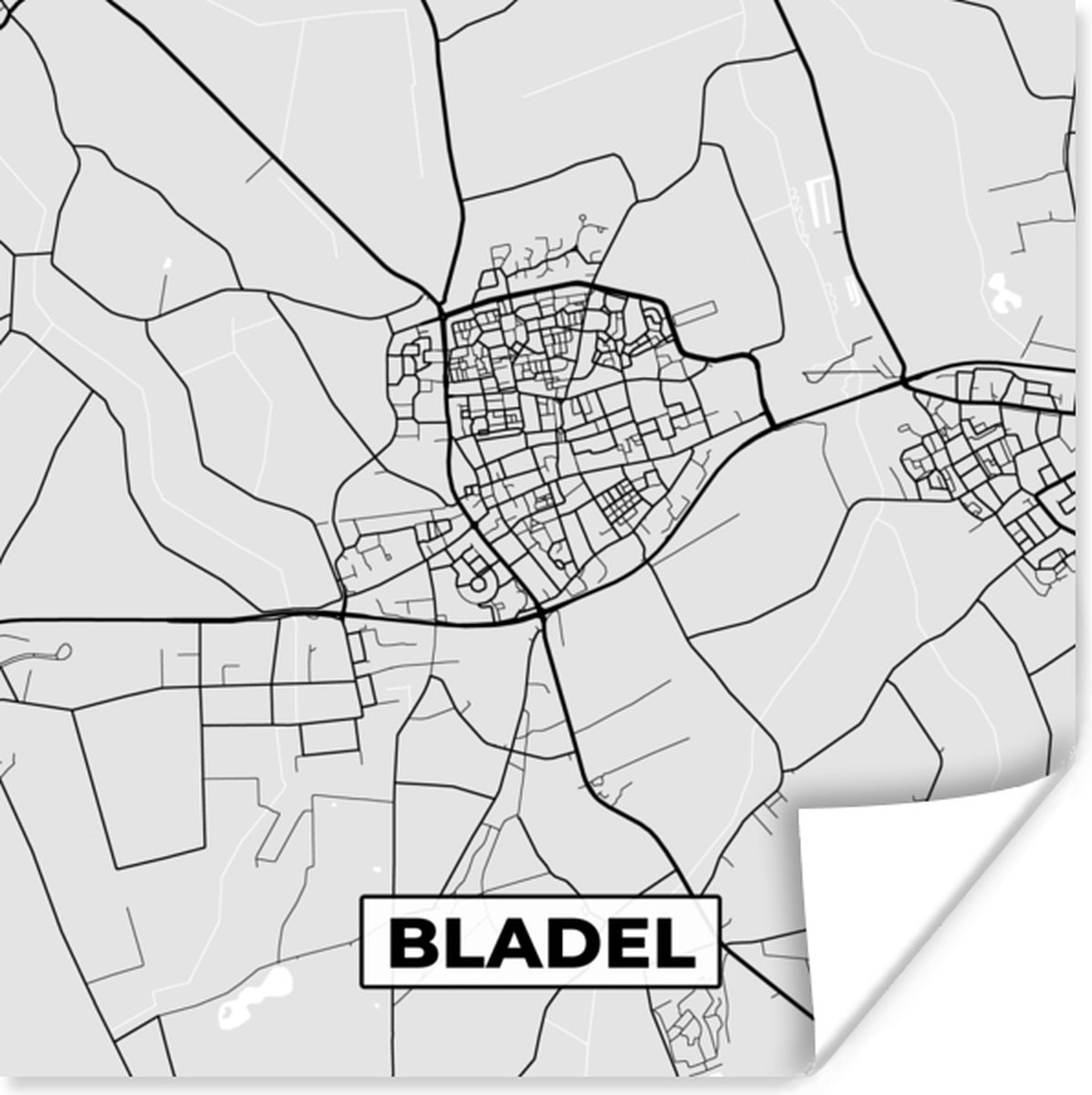Poster Plattegrond - Kaart - Stadskaart - Bladel - 30x30 cm | bol.com