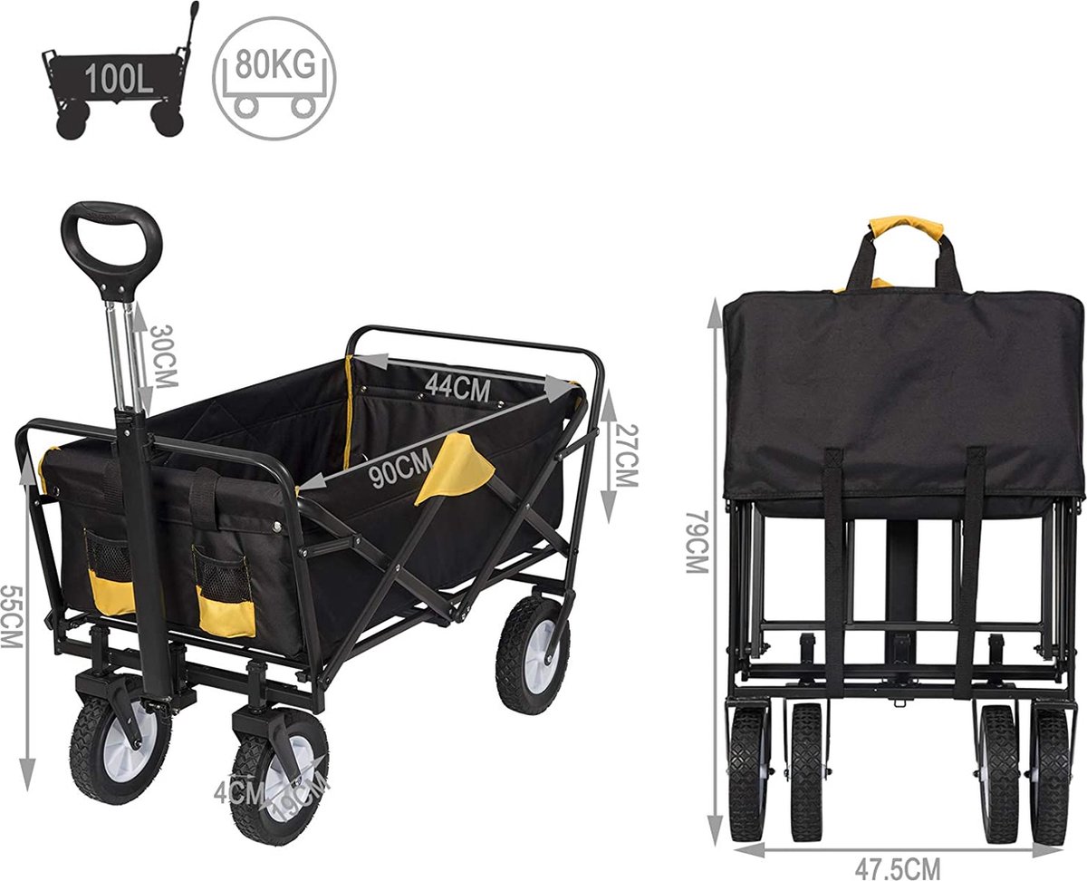 Exxen Bolderkar, opvouwbaar, transportkar, handkar met 4 wielen, voor ...