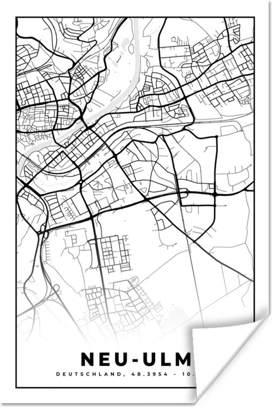 Poster Plattegrond - Kaart - Neu-Ulm - Stadskaart - 40x60 cm | bol