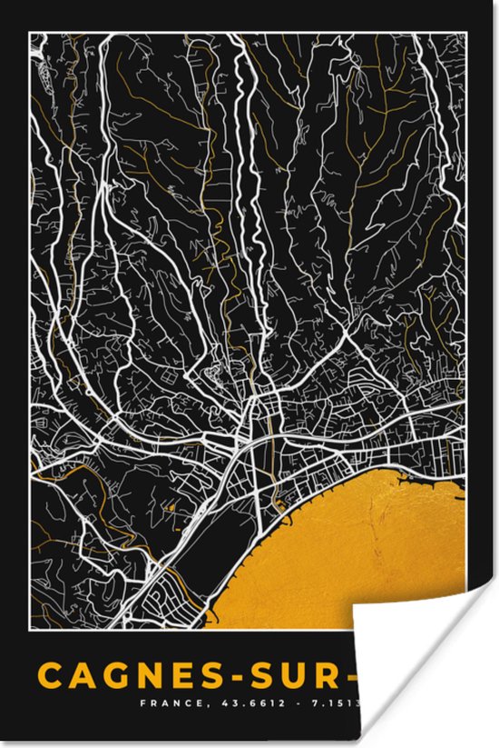 Poster Plattegrond - Cagnes-sur-Mer - Kaart - Frankrijk - Stadskaart ...