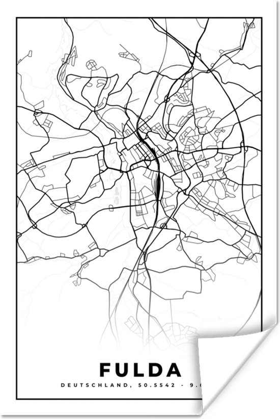 Poster Plattegrond - Fulda - Kaart - Stadskaart - 40x60 cm | bol