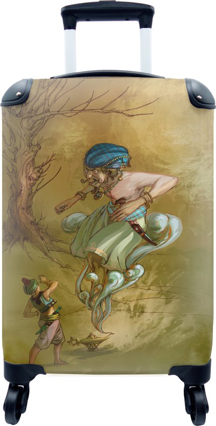 Koffer - tekening van een geest die uit een gouden kan komt - Past ...