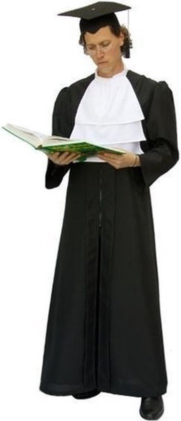 Zwarte rechters toga met witte jabot 50 (S) | bol