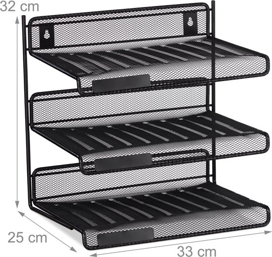 Relaxdays 4x brievenbak metaal - zwart sorteerrek - postvak ...