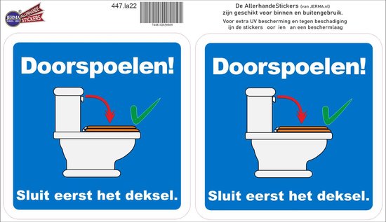 WC doorspoelen sluit eerst de deksel sticker set. | bol