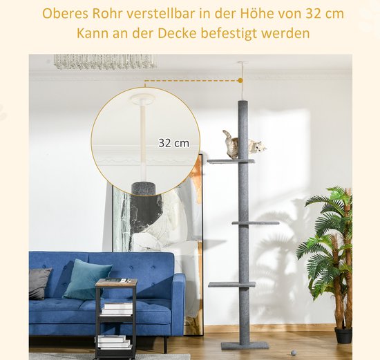 Paws Krabpaal met hangmat grote klimboom voor katten veelzijdige ...