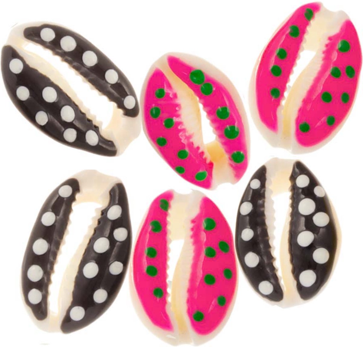 Kauri Schelpjes Enamel Stippen (17 - 23 x 11 - 15 x 6 - 8 mm) Black ...