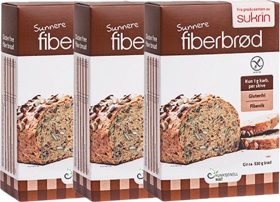 Sukrin | Broodmix | Fiberbrød | 3 Stuks | 3 x 250 gram | bol