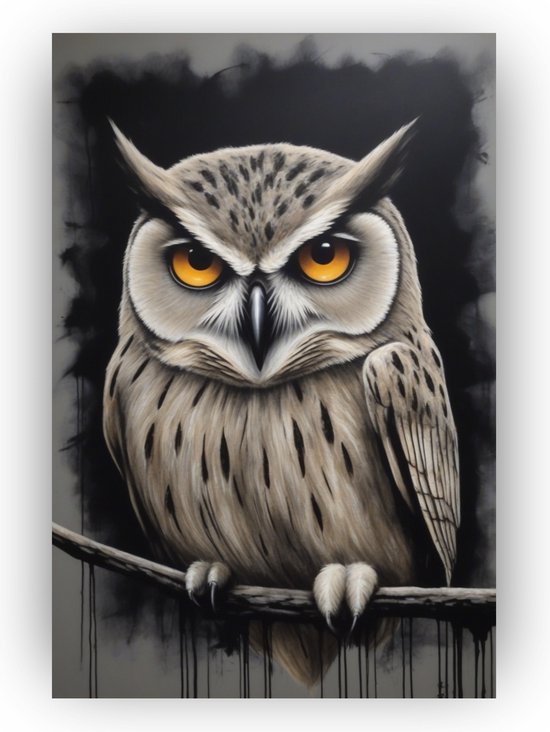 Banksy uil - 60 x 90 cm - Poster uil - Uilen - Poster vogel - Uilen ...