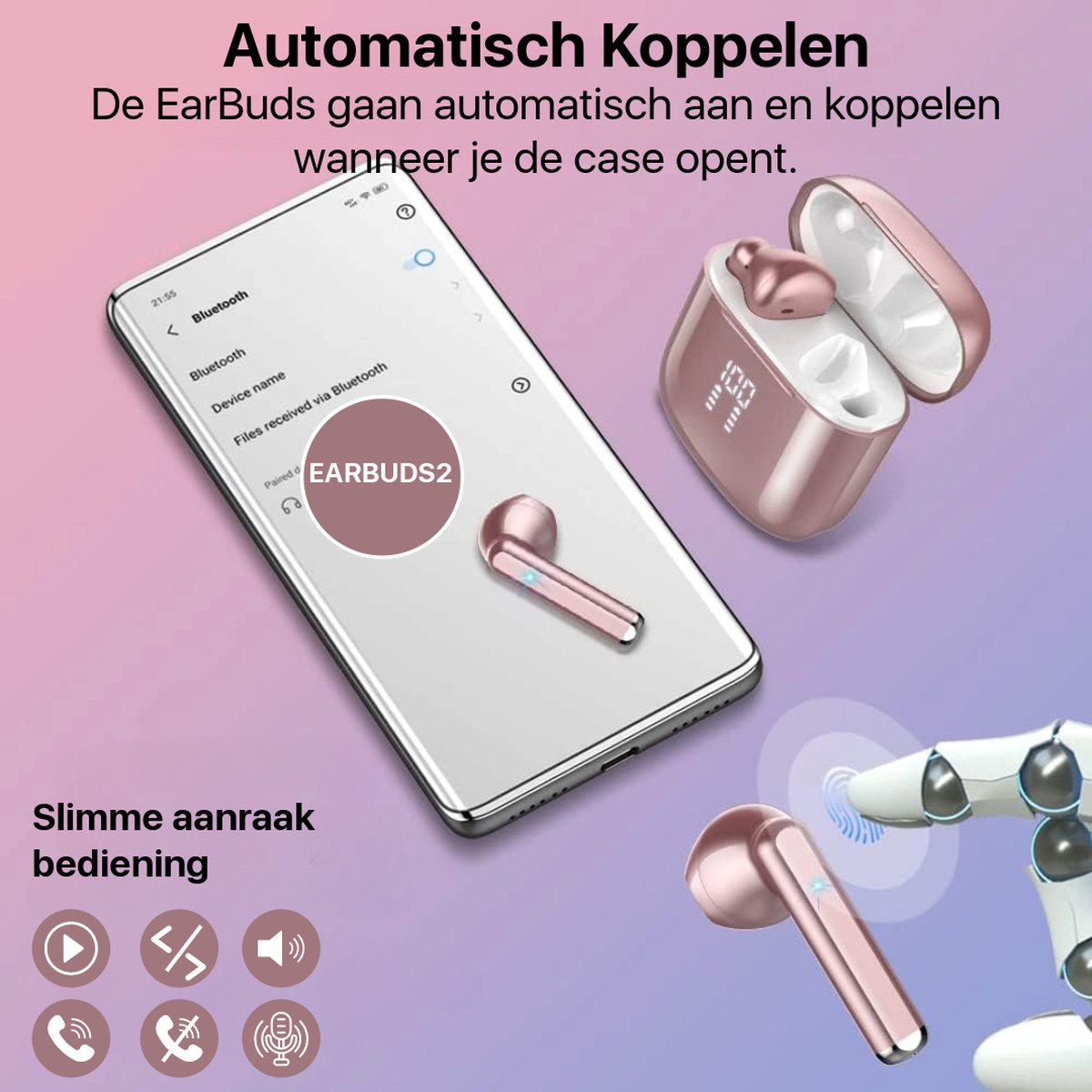 Draadloze Oordopjes - Roze Goud - Geschikt voor Apple iPhone Oortjes ...