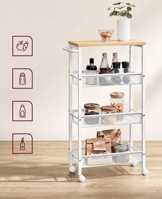 multifunctionele trolley met wieltjes voor keuken, kantoor, badkamer ...