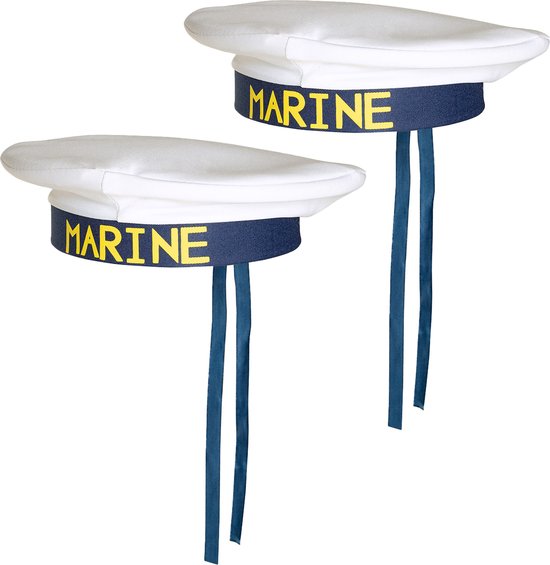 Boland Carnaval verkleed Matroos/Matrozen hoedje - 2x - wit/blauw ...