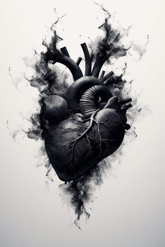 Zwart Hart Poster | Abstracte Poster | Moderne Kunst | Aesthetic Poster ...
