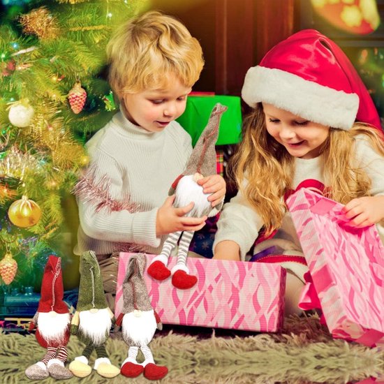 3 stuks kerst pluche beeldjes, kabouter kerst ornamenten handgemaakte ...