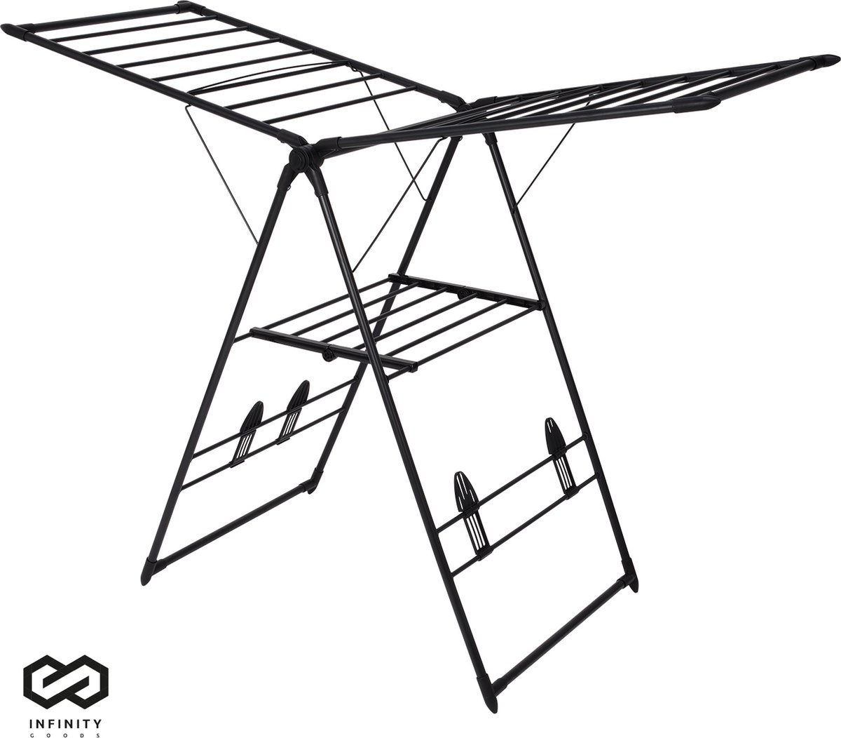 Infinity Goods Droogrek - Inklapbaar - 20 Meter - Wasrek - Zwart | bol