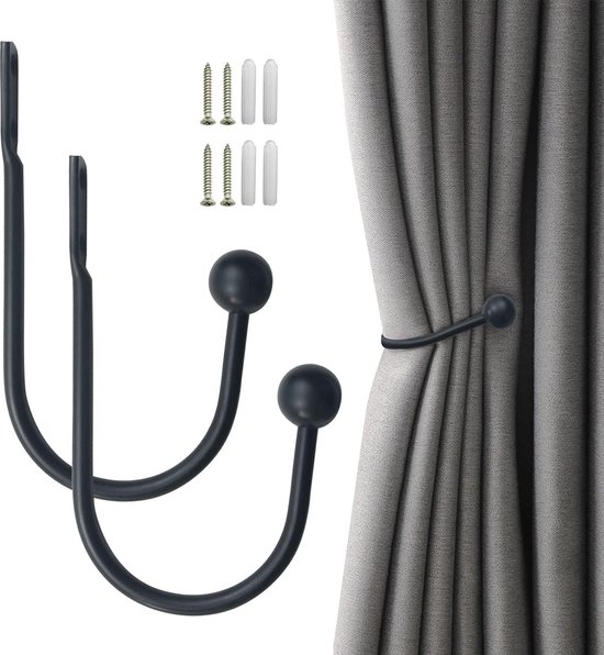 Gordijnkoorden, set van 2 metalen gordijnhouders, U-vormige ...