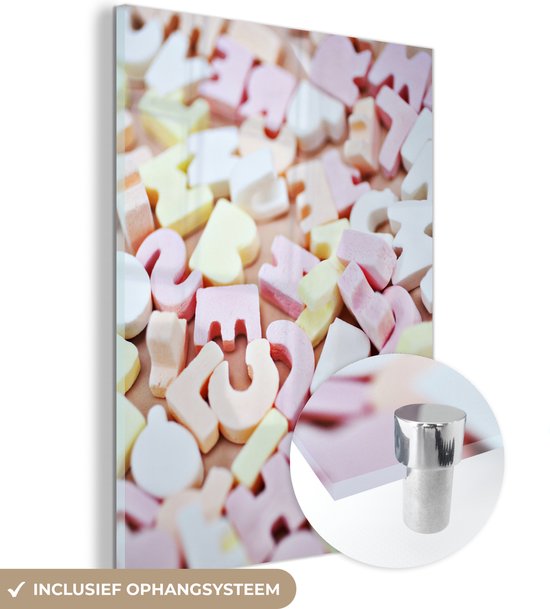 MuchoWow® Glasschilderij 120x160 cm - Schilderij acrylglas - Vele snoep ...