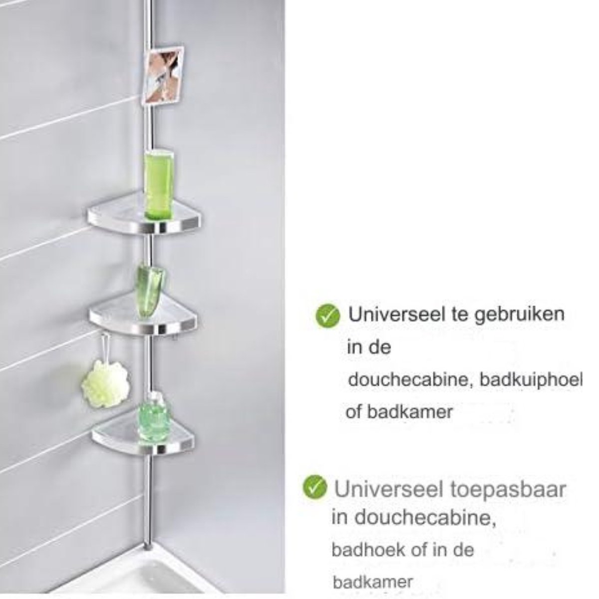 Telescopisch Badkamerrek - Telescopisch Badkamerrek - Doucherek Hoek | bol