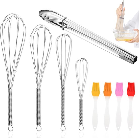 5-delige set garde, roestvrij stalen garde, set met 4 stuks ...