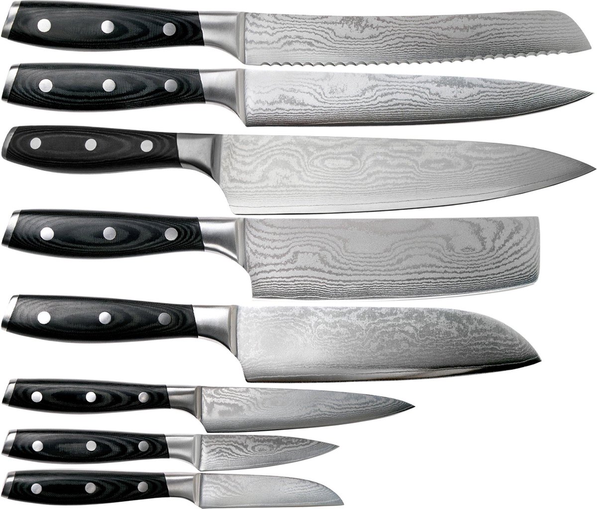 Eden Classic Damast 8-delige Messenset EQ2030-S08 Uitgebreide Messenset ...