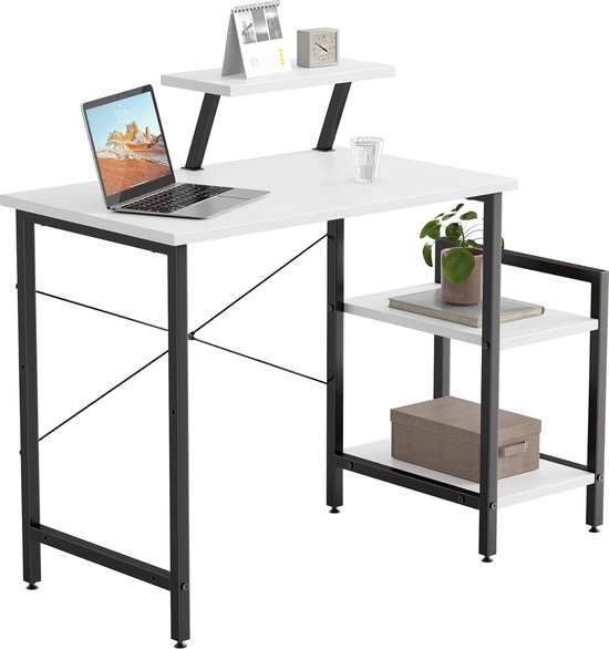 CubiCubi Small Desk with 2 Mobile Shelves and Monitor Stand, 80 x 50 cm ...
