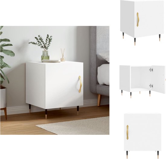 vidaXL Nachtkastje Modern Wit - 40 x 40 x 50 cm - Duurzaam bewerkt hout ...