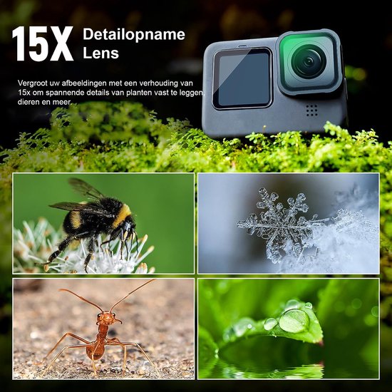 Neewer® - 15x Macro Lens - Compatibel met GoPro Hero 12 Hero 11 Hero 10 ...