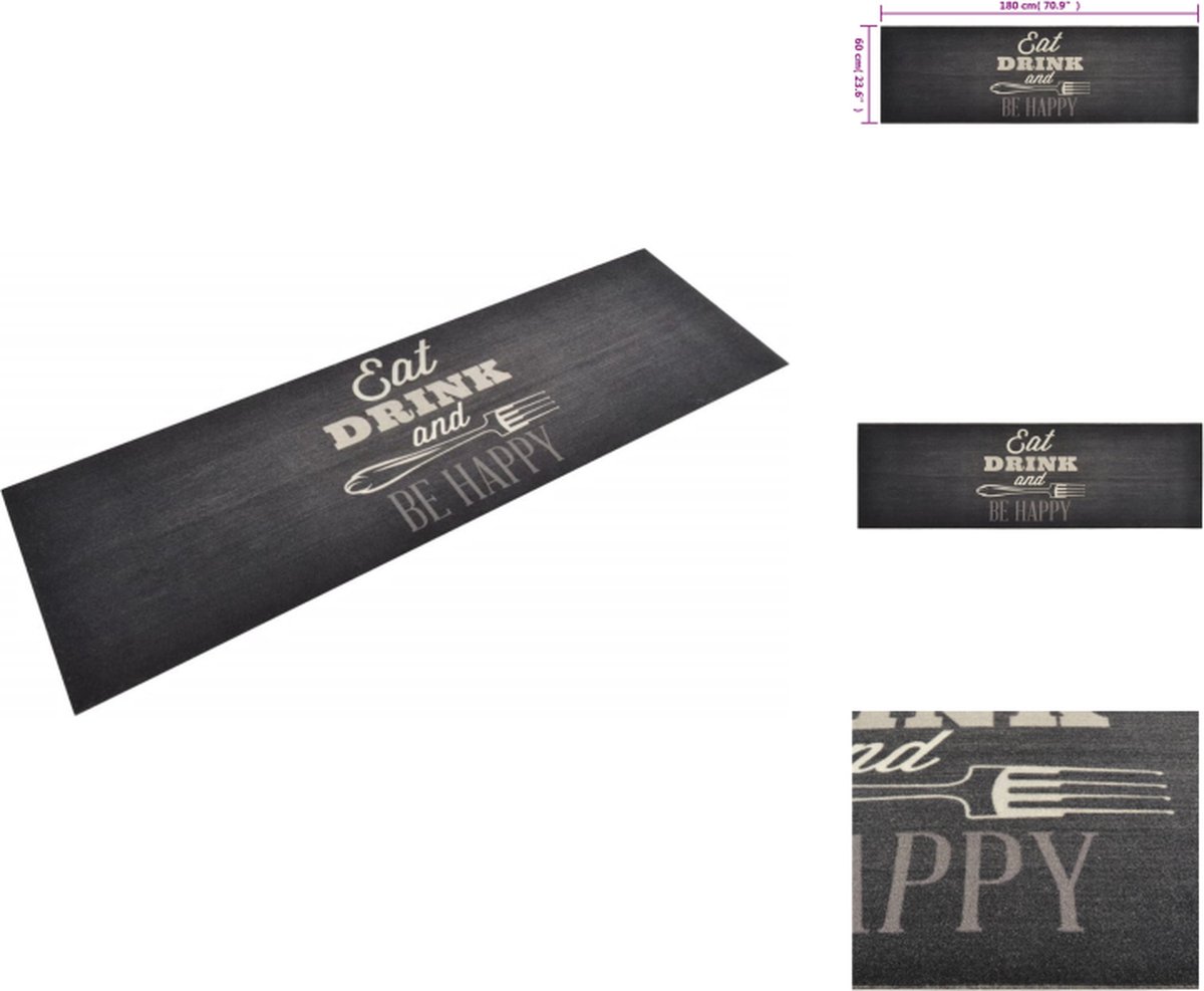 vidaXL Keukenmat - Trendy Design - Mat - 180 x 60 cm - Gelaagde Fluweelstof -... | bol
