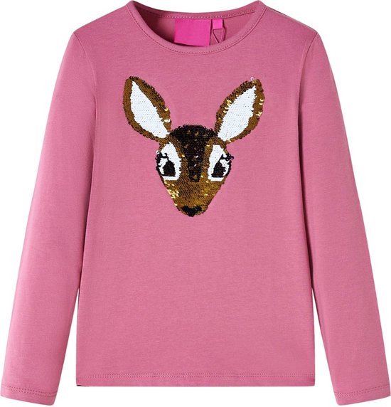 vidaXL-Kindershirt-met-lange-mouwen-hert-van-pailletten-140 ...