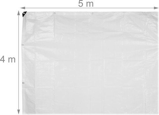 afdekzeil wit, 120g/m², scheurvast zeil van PE, met ringen, waterdicht ...