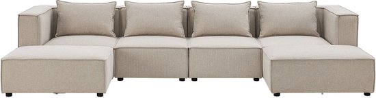 Modulaire Bank / Hoekbank Domas XXL - Beige - Stoffen bekleding | bol