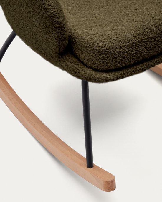 Kave Home - Rocking chair Maustin avec peau de mouton vert foncé et ...