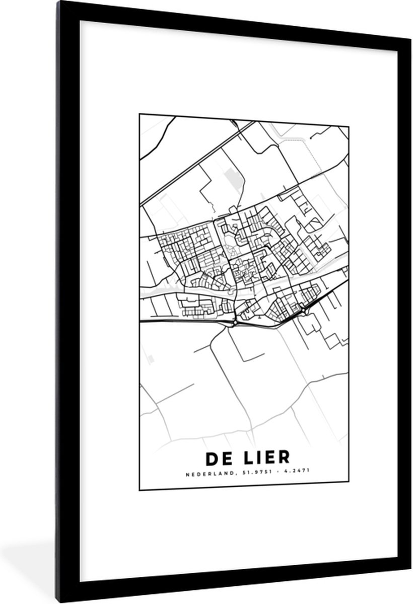 Fotolijst incl. Poster - Kaart - De Lier - Plattegrond - Stadskaart ...