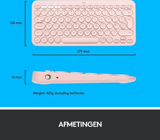 Logitech K380 - Draadloos Bluetooth Toetsenbord - Qwerty - Roze | bol.com