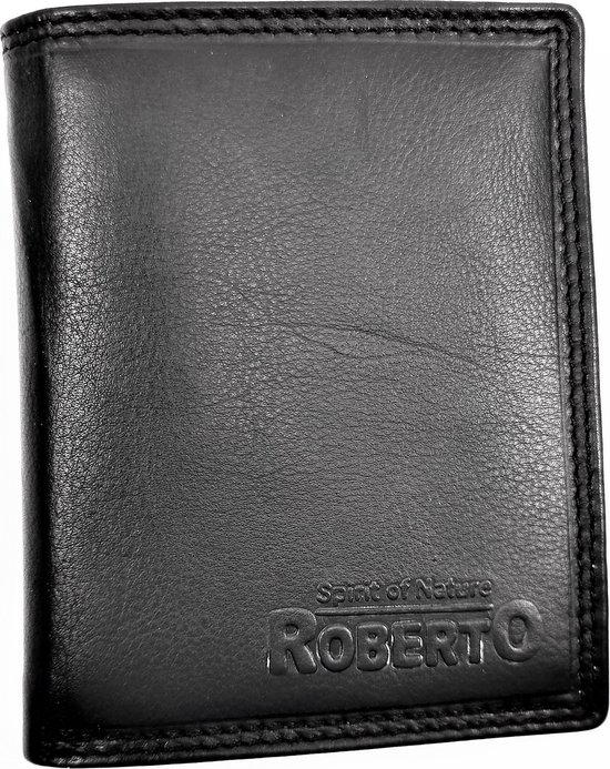 RobertO - RFID Portemonnee Heren - Verticaal - Zwarte Buffelleer 100% ...