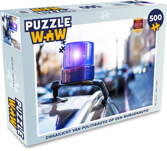 Puzzel Zwaailicht van politieauto op een burgerauto - Legpuzzel ...