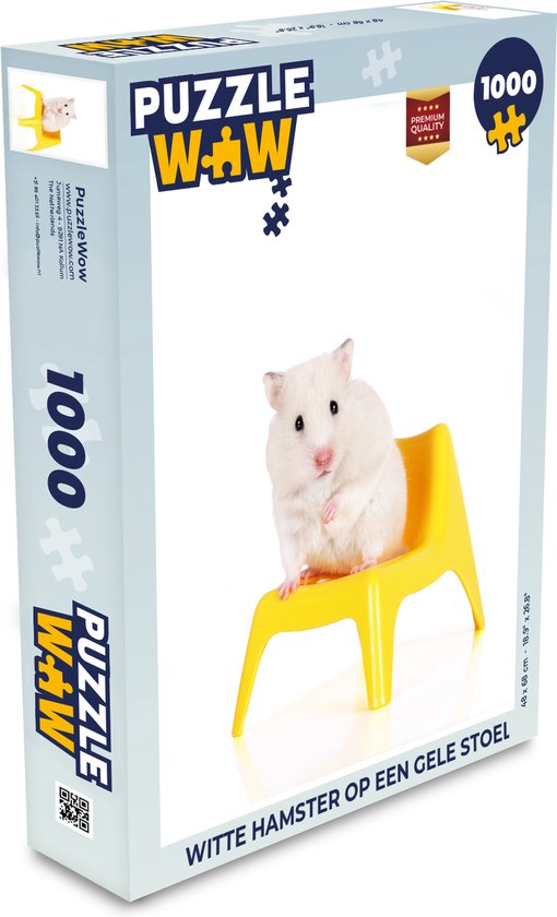 Puzzel Witte hamster op een gele stoel - Legpuzzel - Puzzel 1000 ...