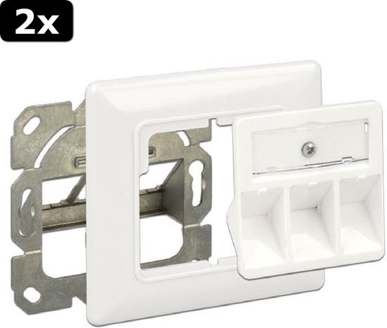 2x Wandcontactdoos voor 3 Keystone modules / wit (RAL9010) | bol.com