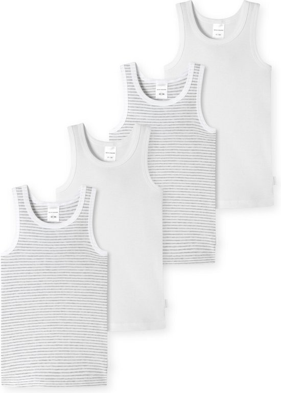 Schiesser Jongens onderhemd 4 pack Kids Boys fijnrib Organic Cotton ...