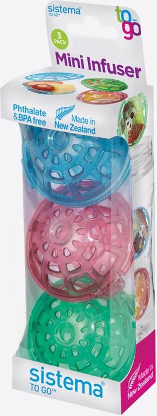 Sistema Mini-infuser to Go 3 stuks, kunststof, groen/roze/blauw, 5,4 x ...