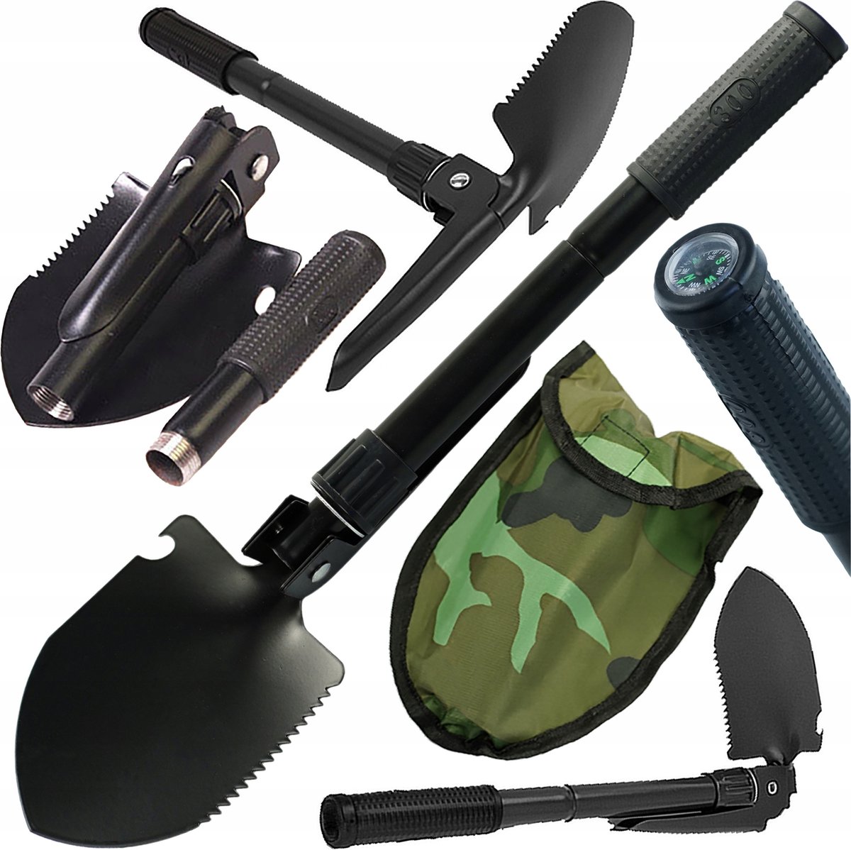 Survival schep - 7 in 1 - Opvouwbaar - 7 delig - met Draagtas - 16 tot ...