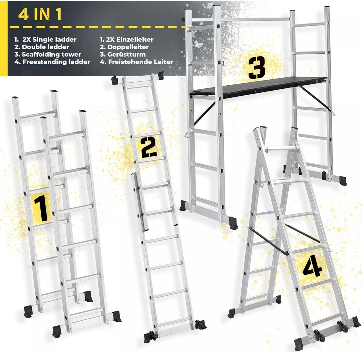 GoodVibes - Steiger - Multifunctionele ladder - Ladderrek - Werkblad ...