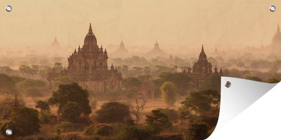 Schuttingposter Skyline van Rangoon in Myanmar - 200x100 cm - Tuindoek ...