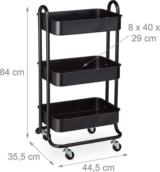 Premium Keukentrolley – keuken planken - Opberg Trolley op wielen – met ...