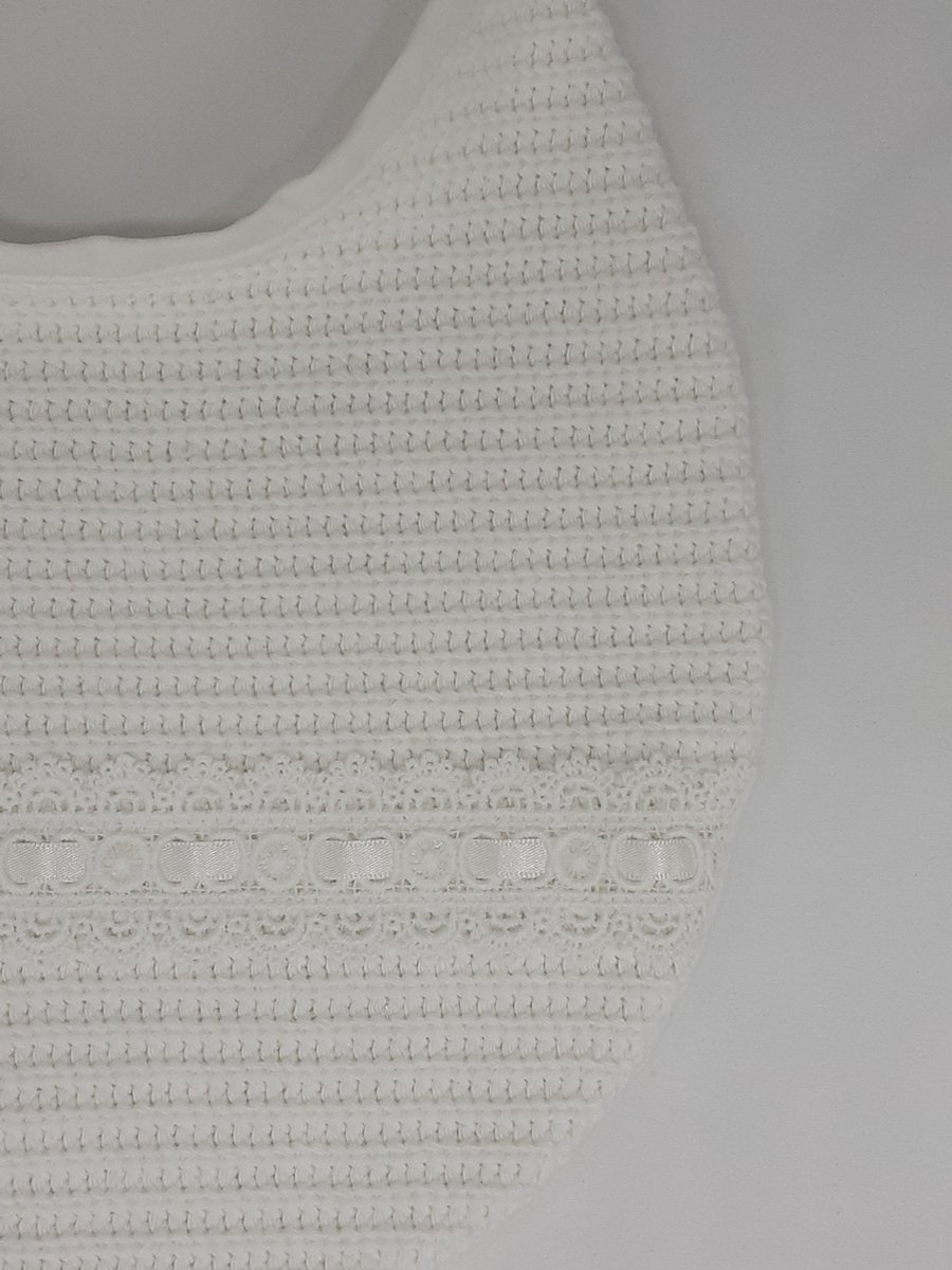 Slab Rosalynn Vintage creme rib gebreid , creme kant met satijn lint ...