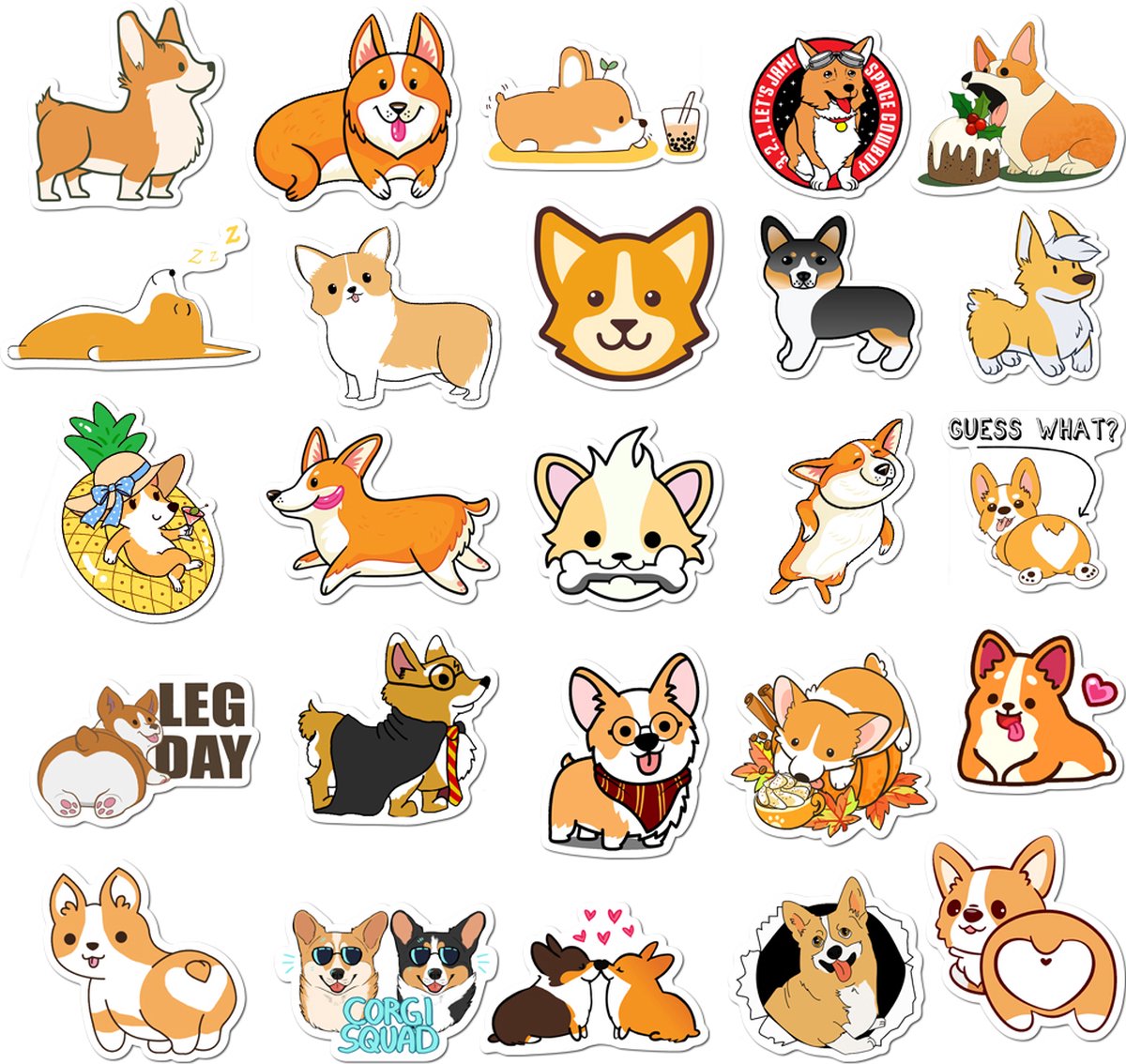 Corgy Dieren Stickers - Honden - set 50 stuks - Laptop Stickers - Stickervellen | bol.com
