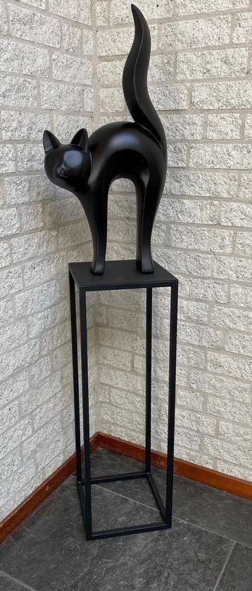 kat met gebogen rug mat zwart | bol