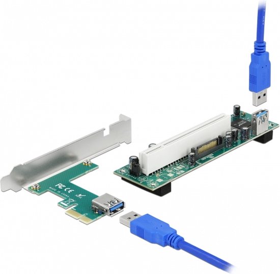 Delock Riser Card PCI Express x1 to 1 x PCI 32 Bit Slot with 60 cm ...
